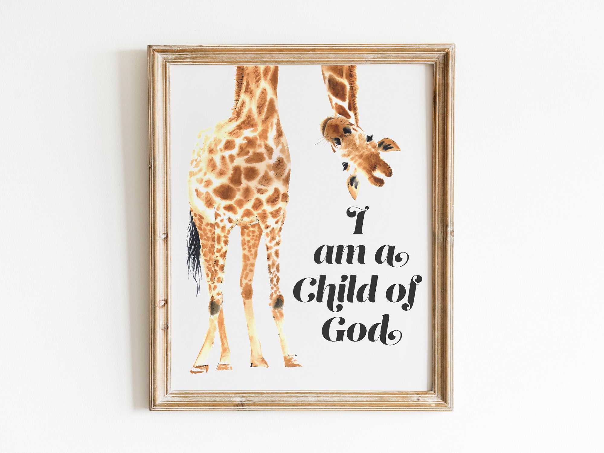 Giraffe I Am a Child of God Print Typography Nursery Decor - Etsy