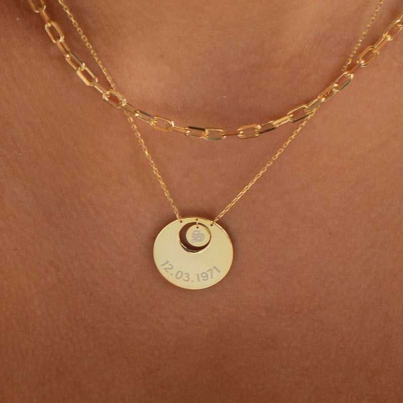 Gold Disc Pendant - Etsy