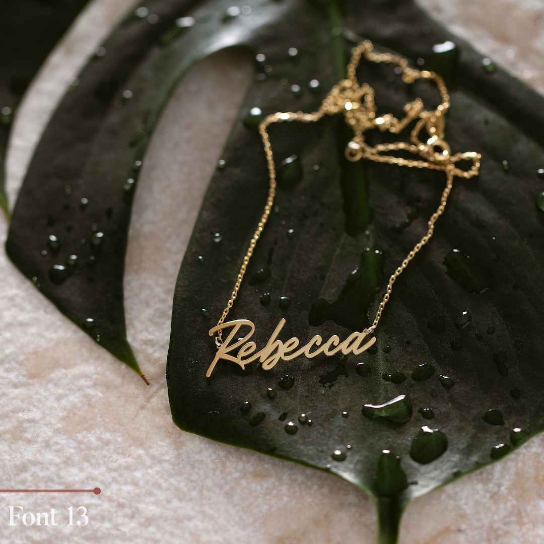 14K Gold Name Necklace, Cursive Name Necklace | script Name Necklace ...