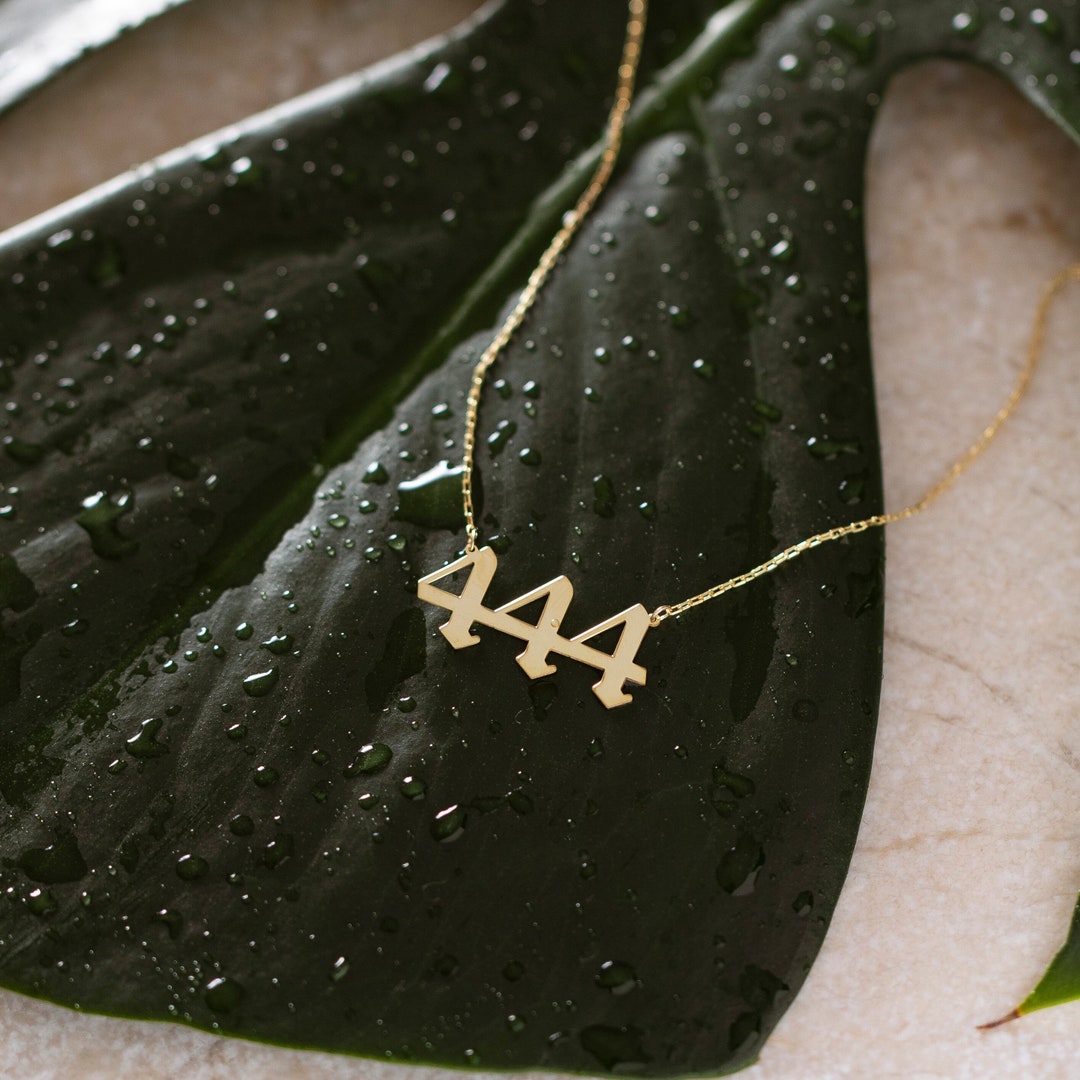 Dainty Angel Number Necklace, 14K Gold Angel Number | Custom Angel ...