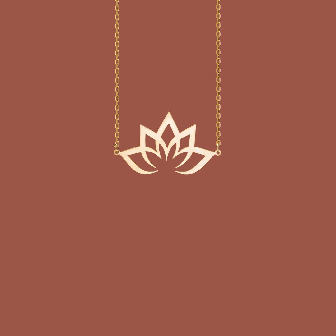 14K Gold Lotus Flower Necklace, Spiritual Necklace | Protection ...