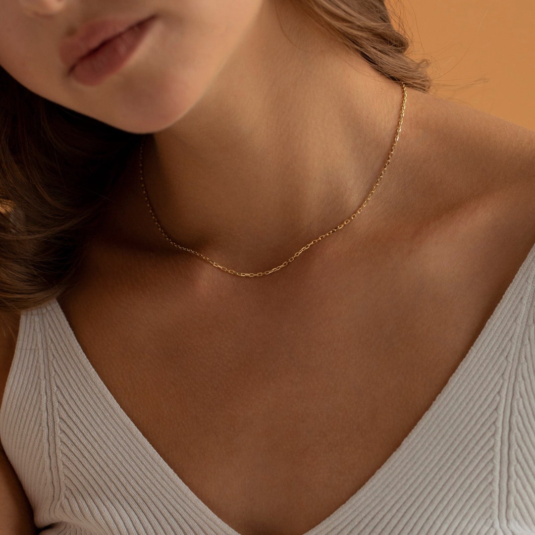 Thin Gold Chain 14K, Delicate Gold Chain Necklace | Simple Gold Chain ...