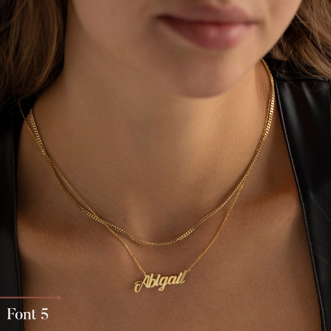 14K Gold Name Necklace, Handwriting Name Necklace | Script Name ...