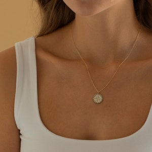 14K Gold Compass Necklace, College Graduation Necklace Daughter ...