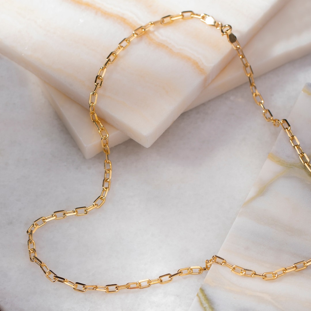 14K Gold Link Chain Necklace, Gold Link Necklace | Chain Choker ...