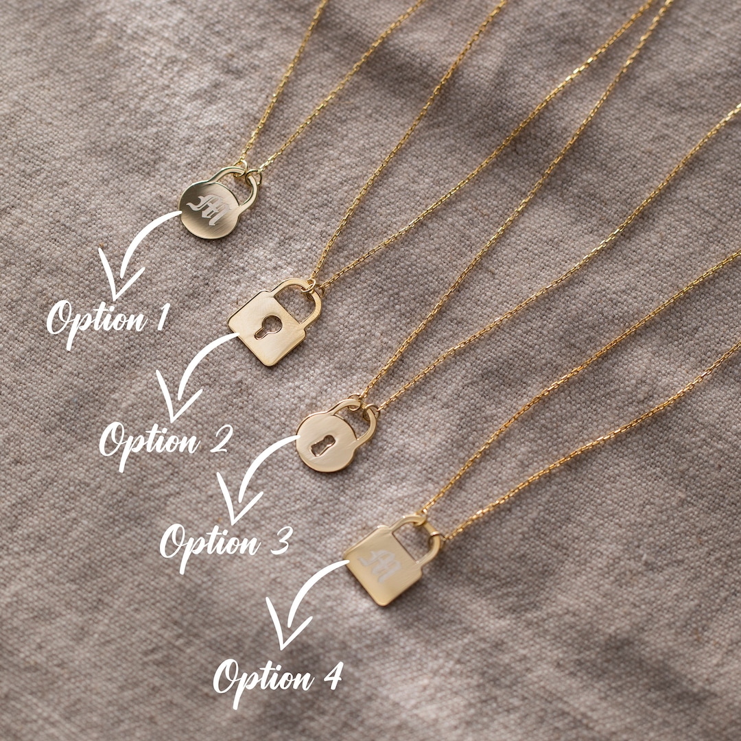 14K Gold Lock Necklace, Personalized Padlock Necklace | Dainty Everyday ...