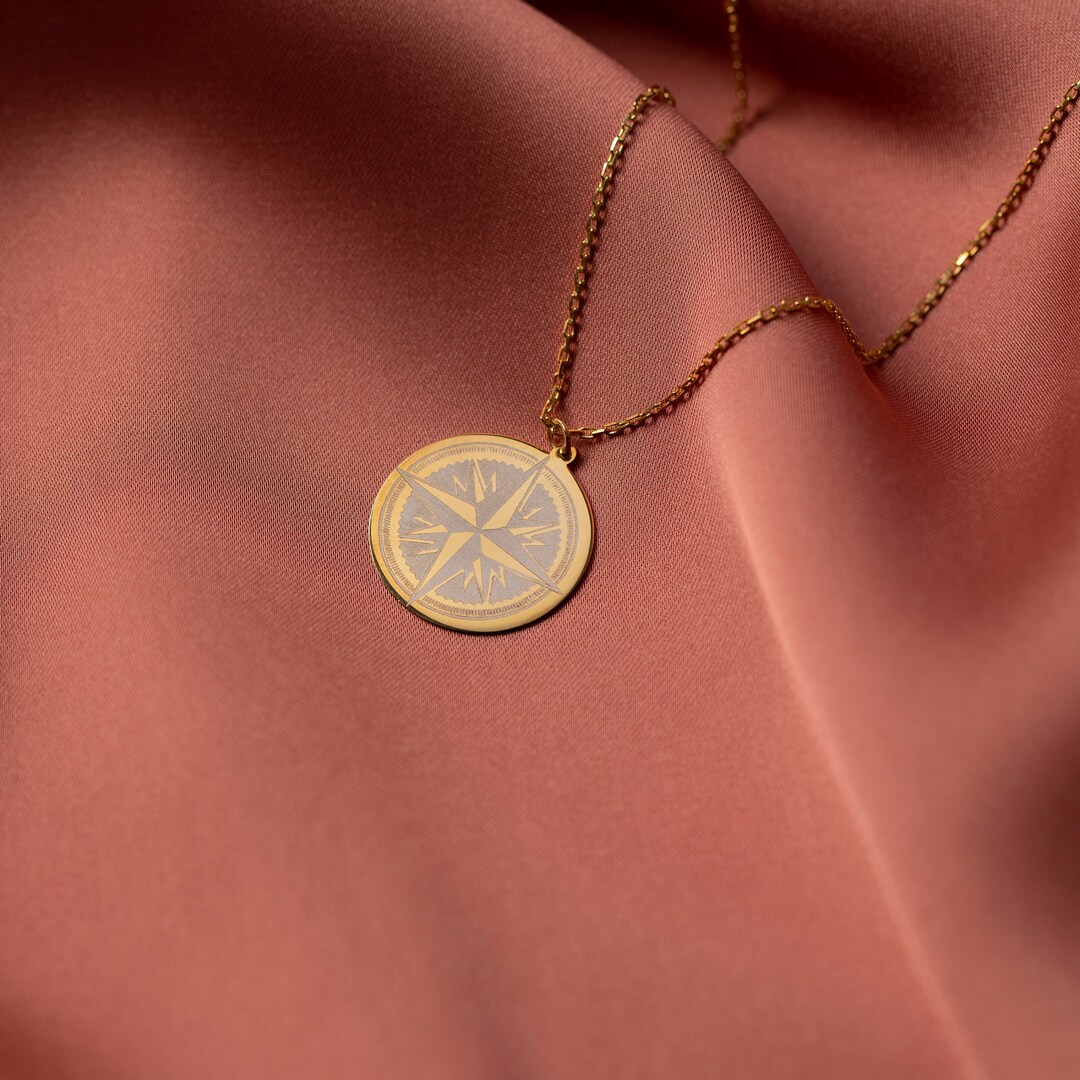 14K Gold Compass Necklace, College Graduation Necklace Daughter ...