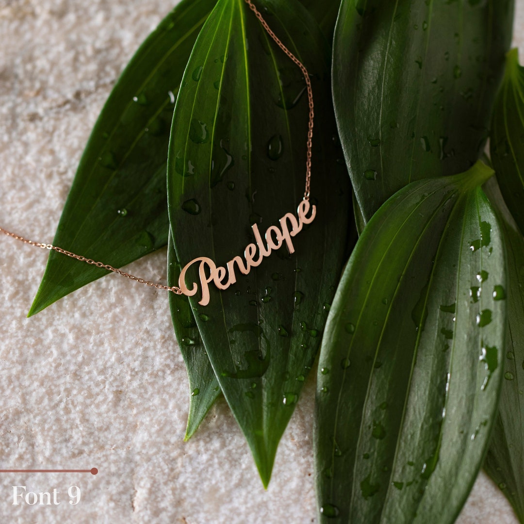 14K Rose Gold Name Necklace, Script Name Necklace | Handwriting Name ...