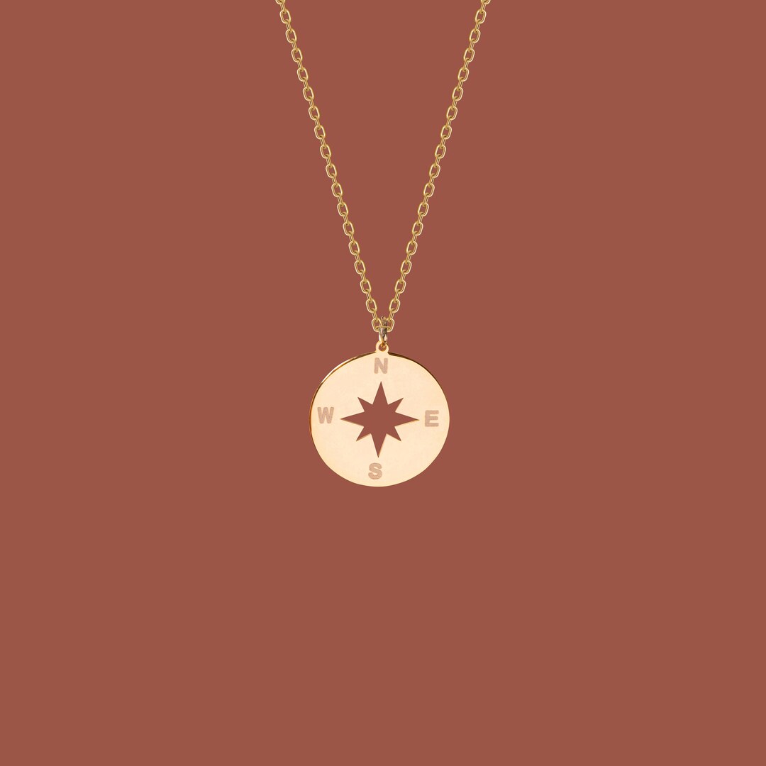 College Graduation Necklace, 14K Gold Compass Necklace | Travel ...