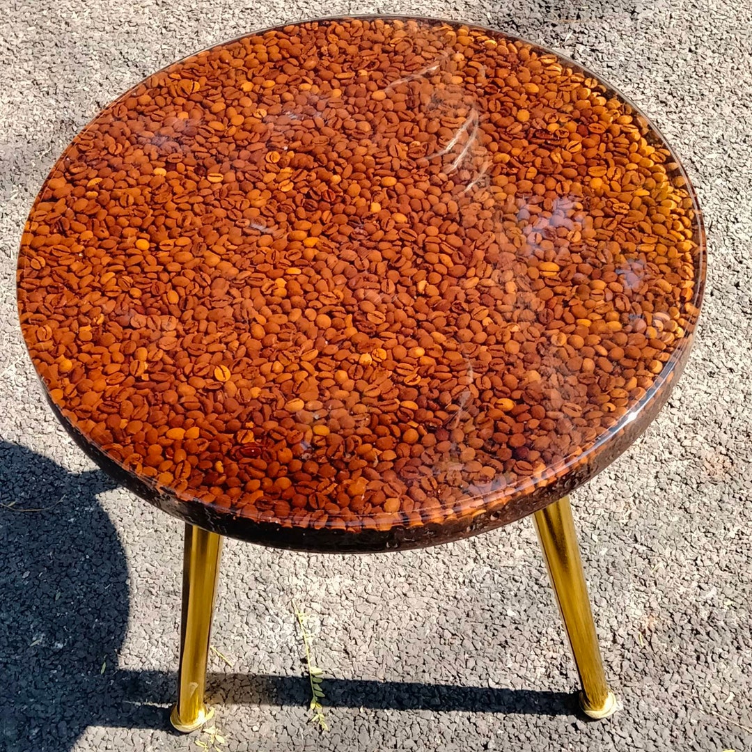 Crystal Clear Epoxy Resin and Real Coffee Beans Handmade Room Table ...