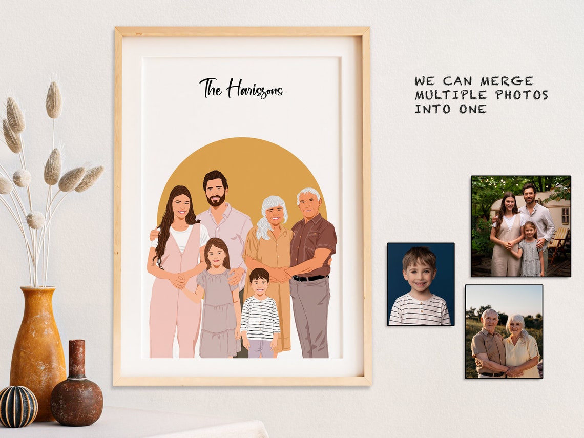 Cartoon Family Portrait: Personalized Illustration, Gift for Parents - Etsy