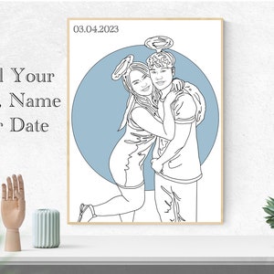 Line Drawing From Photo, Custom Line Art Portrait, Family Portrait ...
