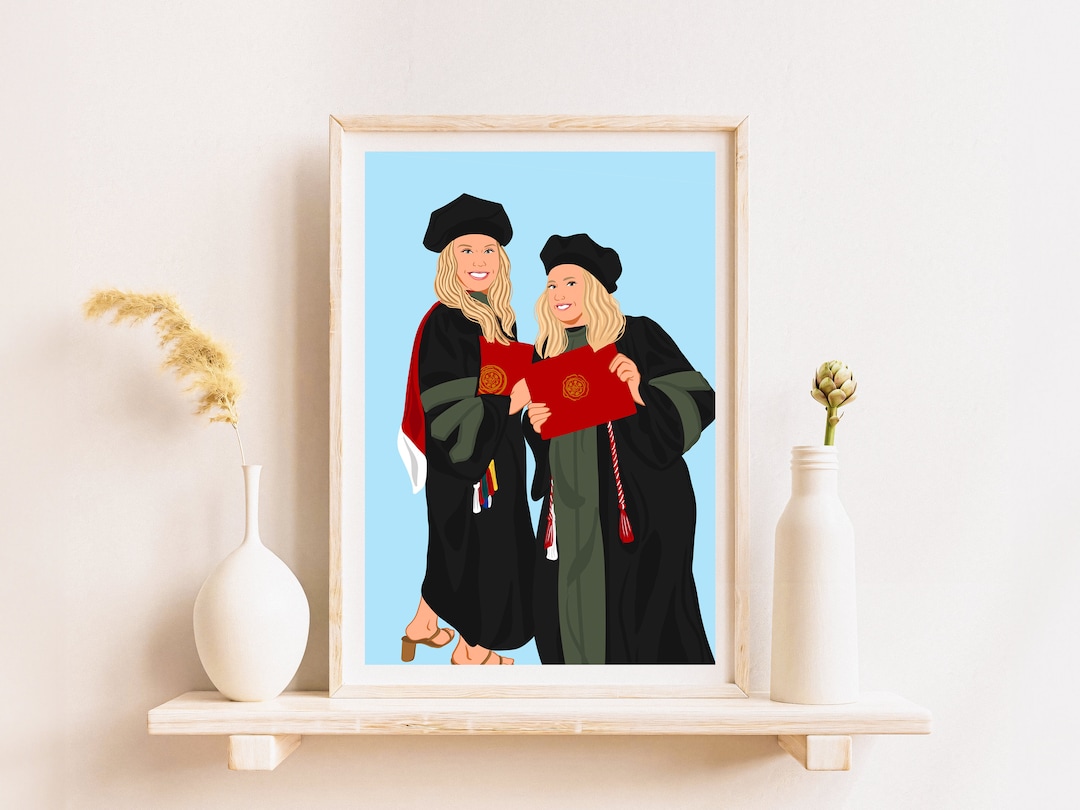 Custom Graduation Portrait, Cartoon Portrait From Photo, Personalized ...