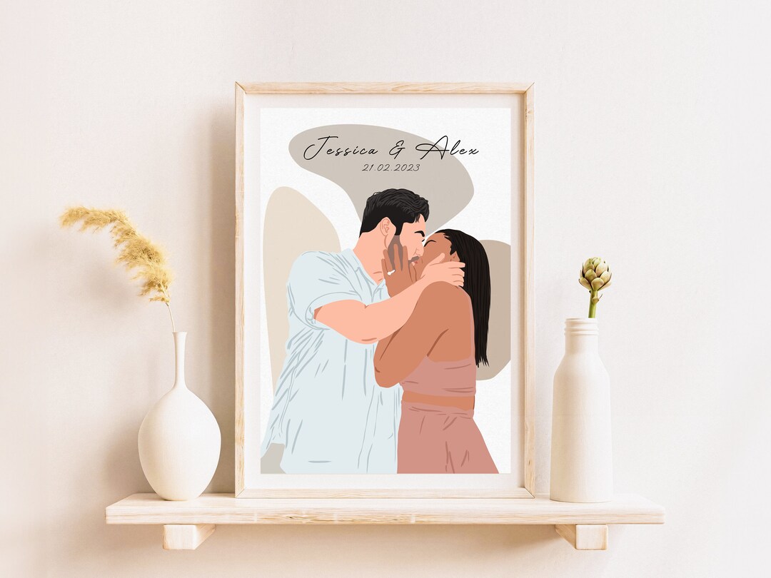 Custom Couple Portrait, Faceless Portrait, Personalized Gift for Him ...
