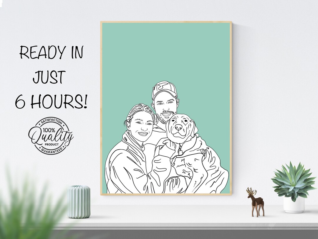 Personalized Line Drawing, Custom Line Art, One Line Art, Couple ...