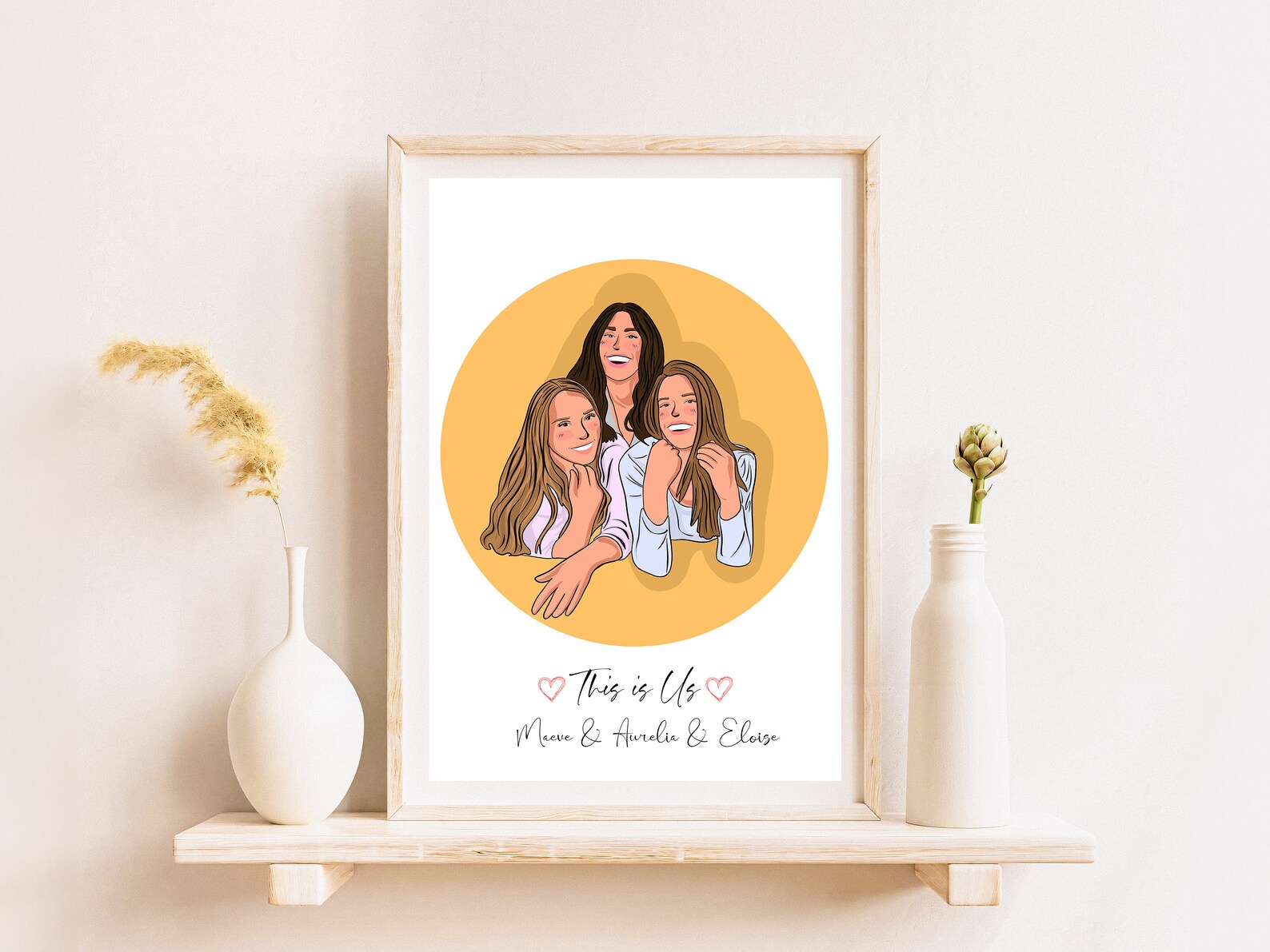 Custom Portrait, Mother's Day Gift, Cartoon Portrait,daughter to Mother ...