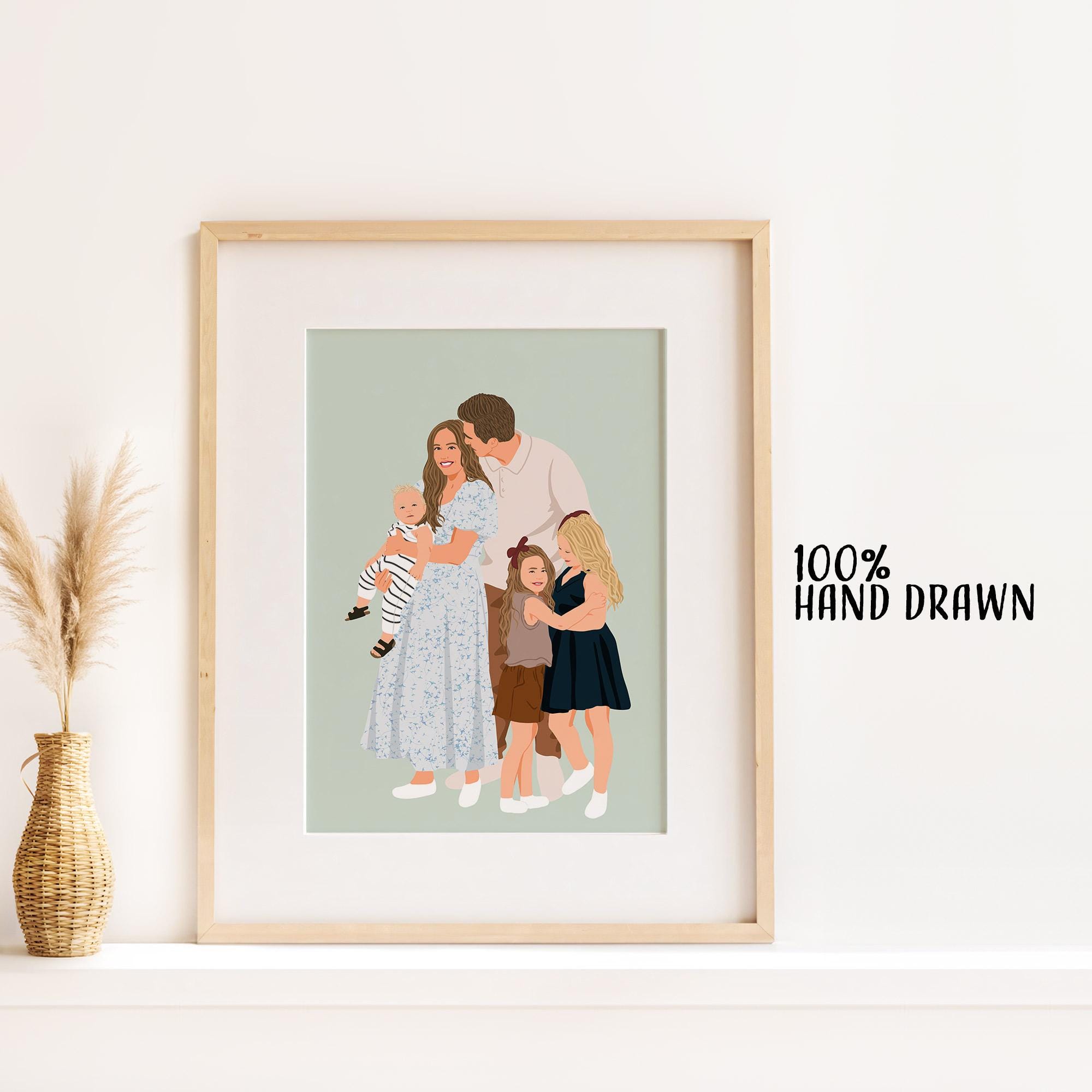 Custom Family Illustration, Faceless Portrait, Personalized Gift, Add ...