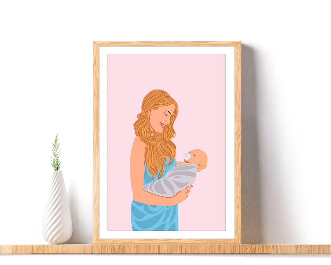 Custom Faceless Portrait, First Mothers Day Gift, Portrait From Photo ...