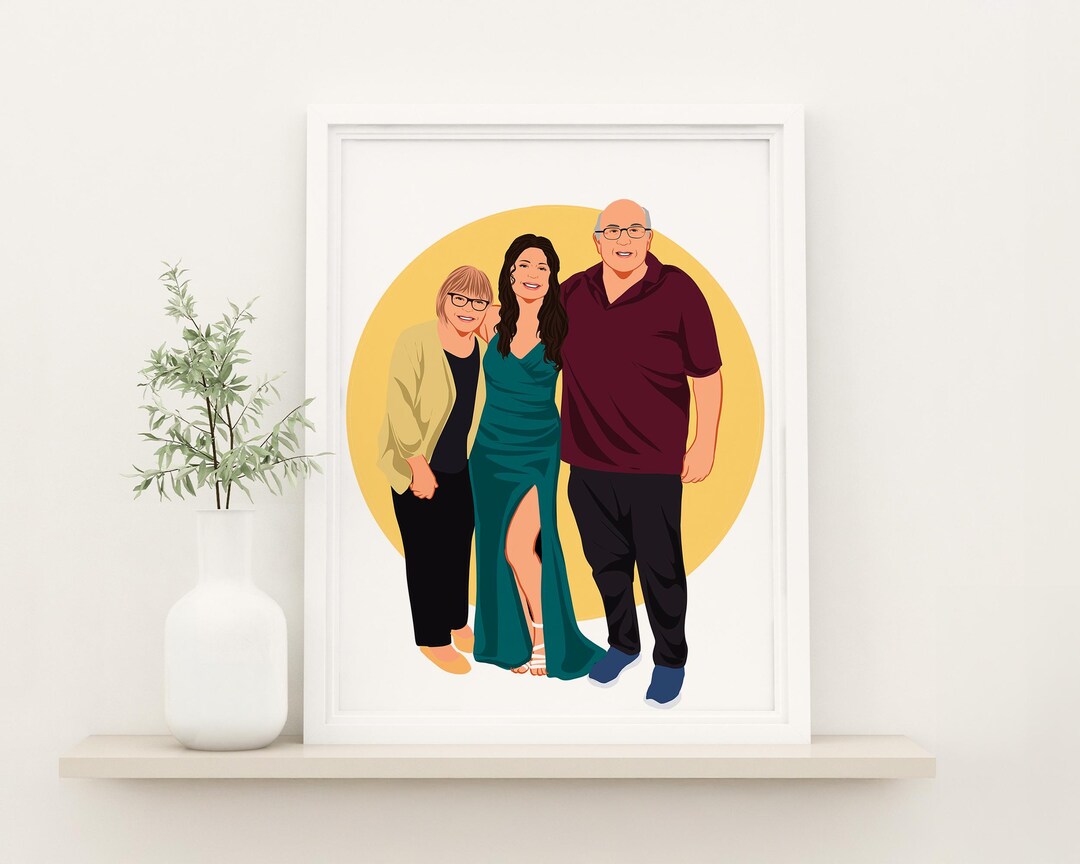 Custom Family Portrait: Cartoon Illustration, Gift for Family, Digital ...