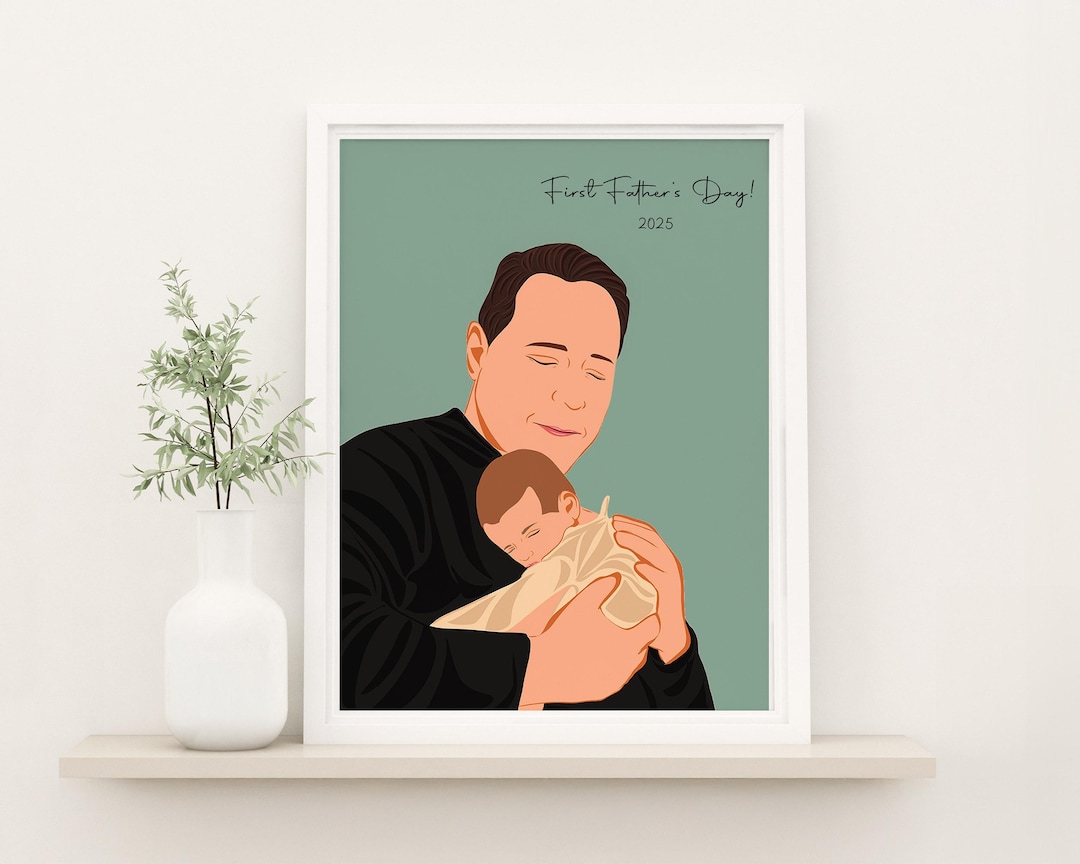 Personalized Father's Day Portrait, Custom Family Illustration (digital ...