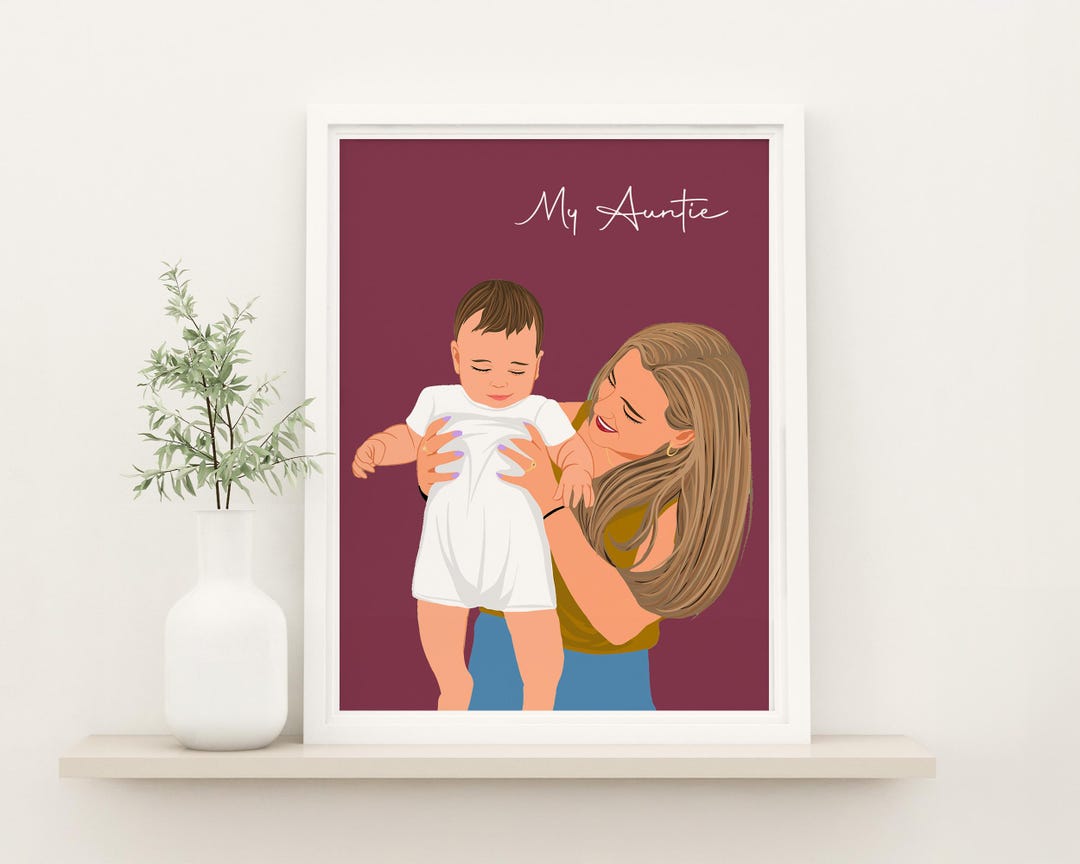 Custom Portrait, Aunt and Niece Gift, Faceless Portrait, New Aunt Gift ...