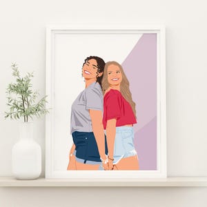 Best Friend Portrait, Faceless Portrait, Custom Illustration, Portrait ...