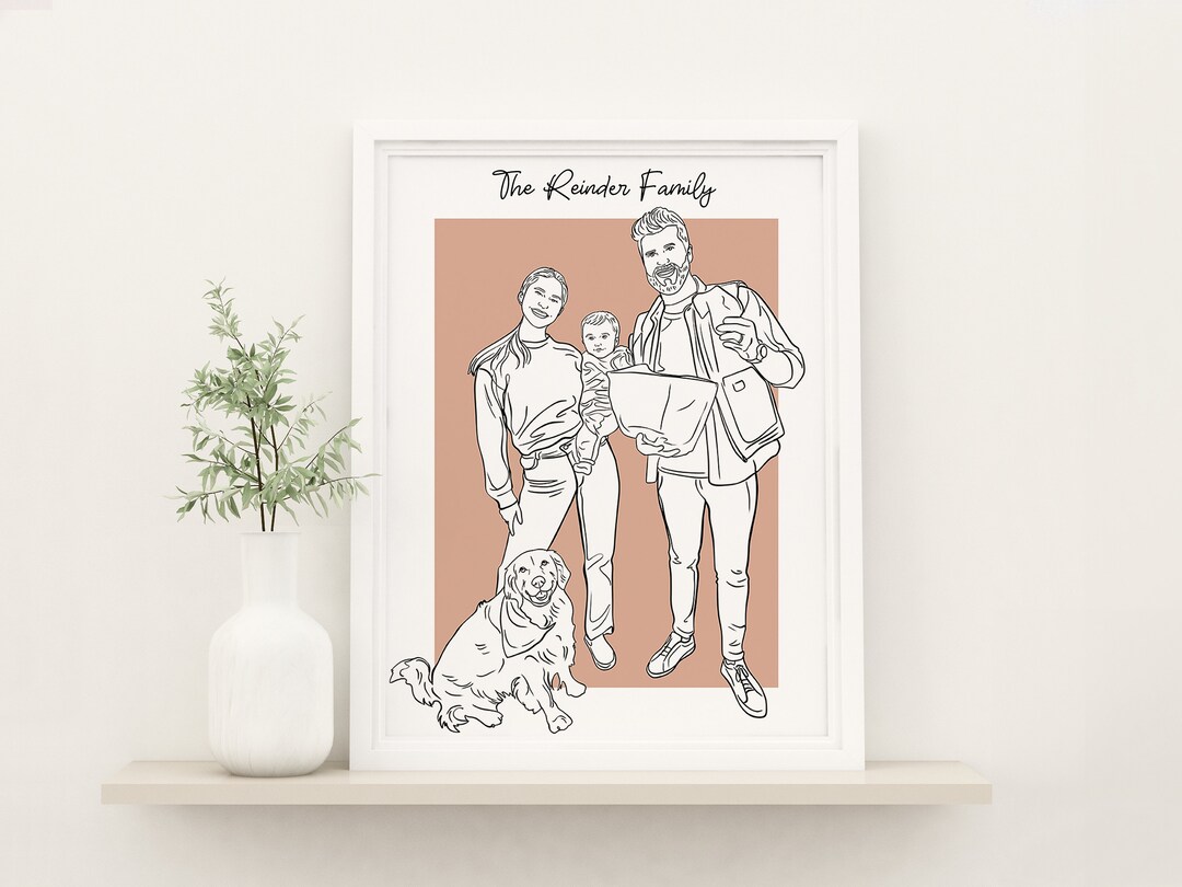 Personalized Family Line Art From Photo: Custom Drawing Gift - Etsy