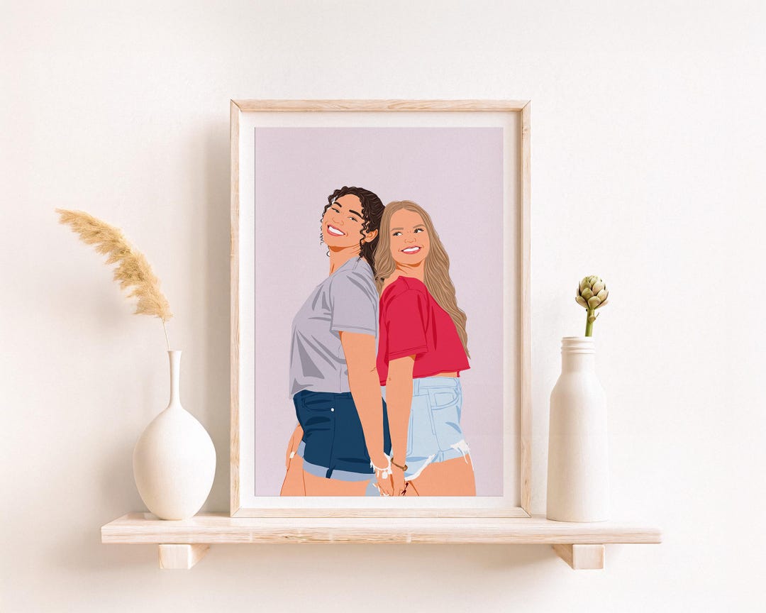 Custom Friend Portrait: Hand-drawn Friendship Gift (digital File) - Etsy