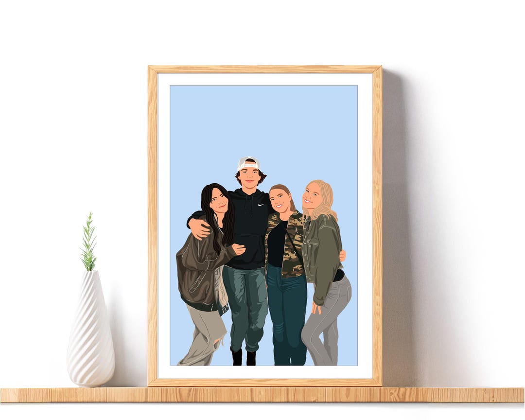 Custom Cartoon Portrait, Best Friend Birthday Gift, Long Distance Gift ...