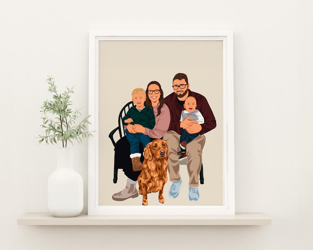 Custom Cartoon Family Portrait From Photo, Unique Christmas Gift ...