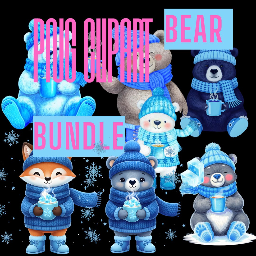 Cozy Winter Bear Clipart | Bear Clipart Bundle | Clipart | PNG ...