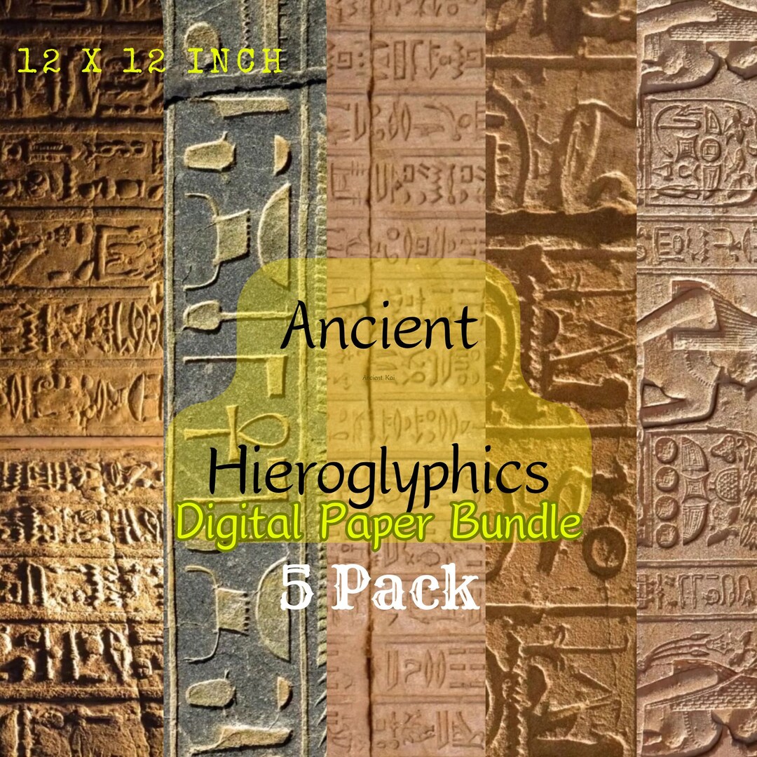 Ancient Carved Stone Hieroglyphics Text Digital Paper Bundle Ancient ...