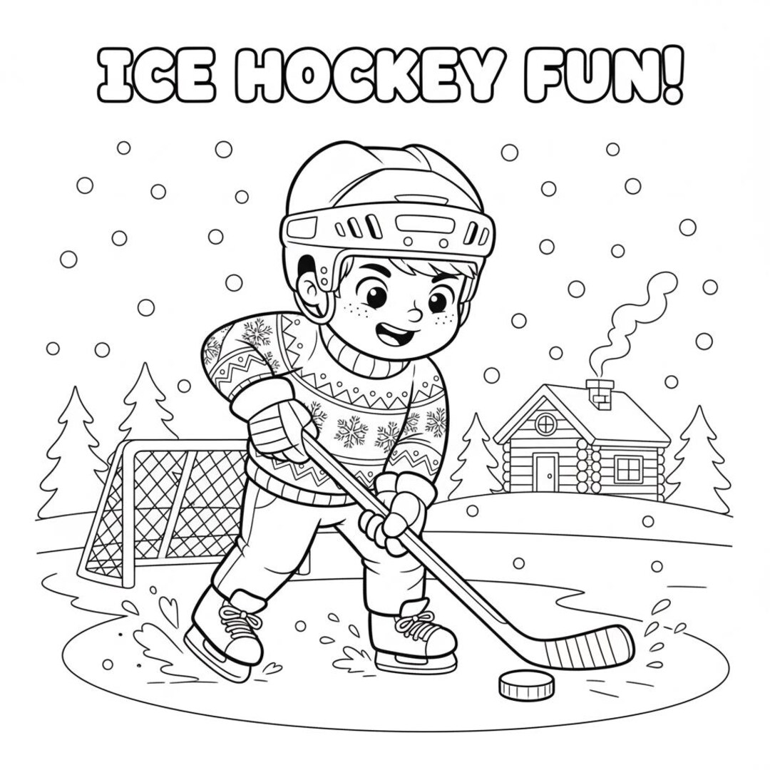 Kids Line Art Coloring Pages | Winter Activity Coloring Page ...