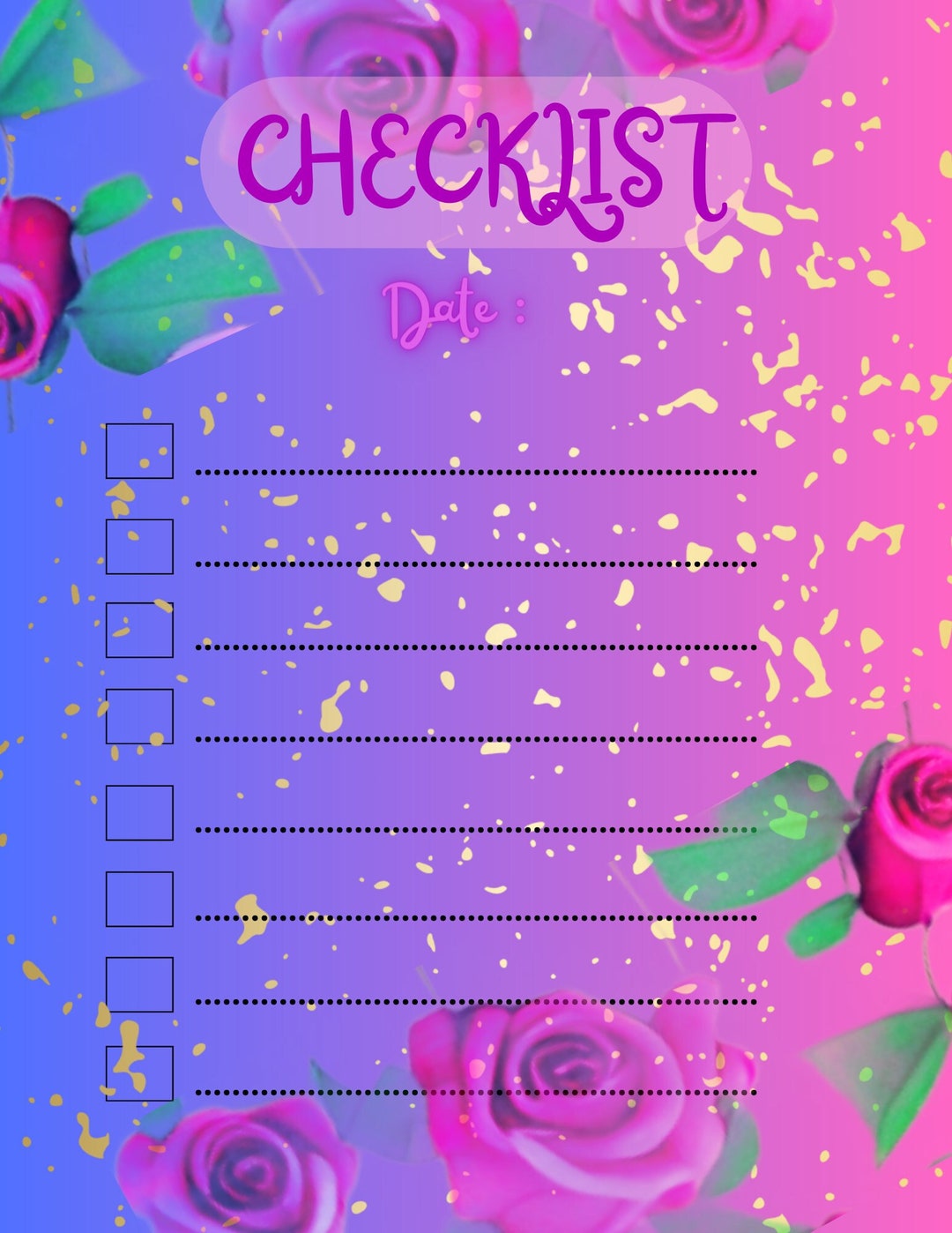 Printable Flower Roses Checklist Bundle | Roses Checklist Bundle ...
