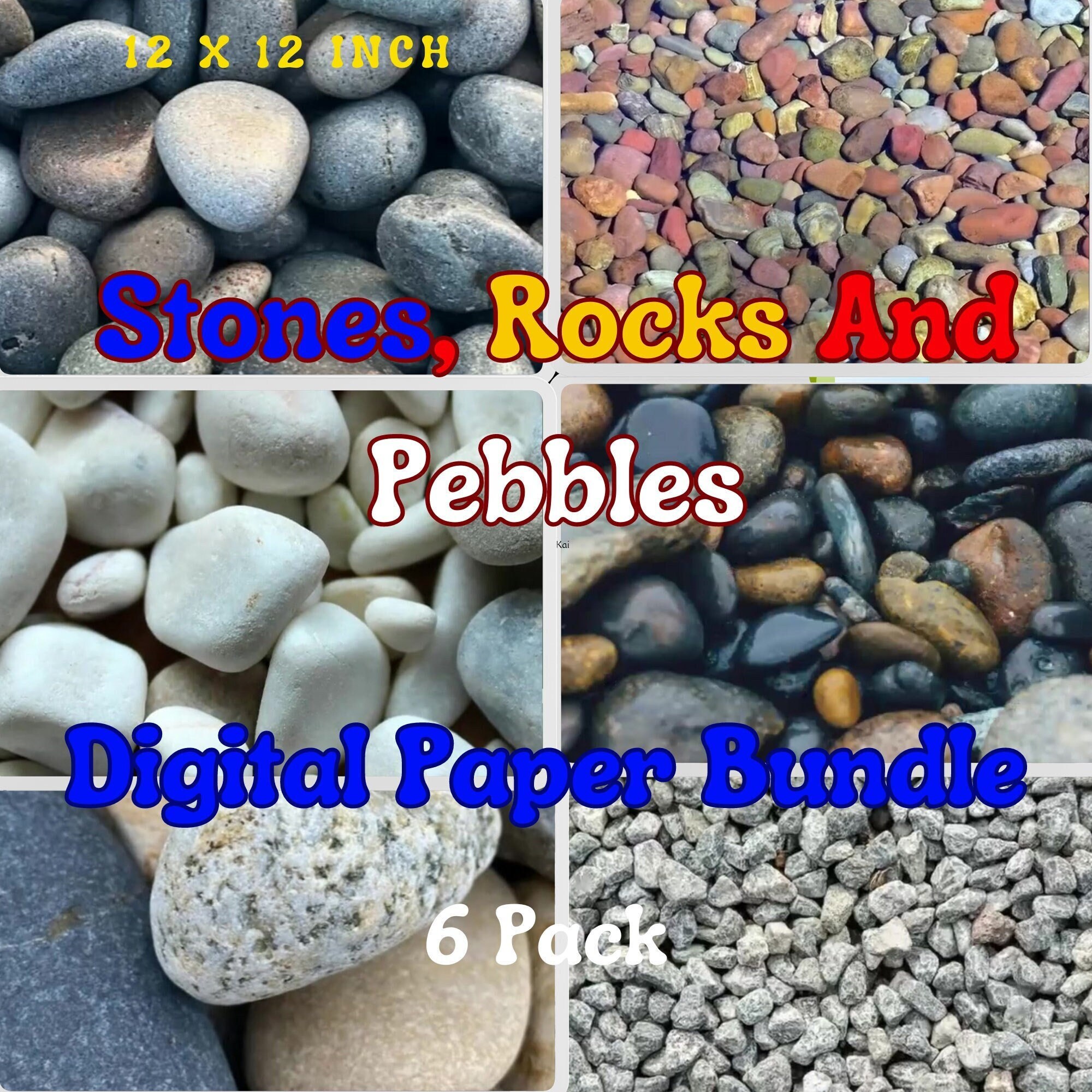 Stones Rocks Pebbles Digital Paper Bundle Stones Digital Paper Rocks ...