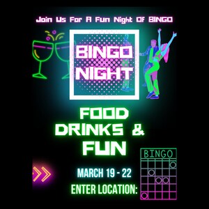 Editable Neon Bingo Night Flyer Template | Editable Bingo Night Flyer ...