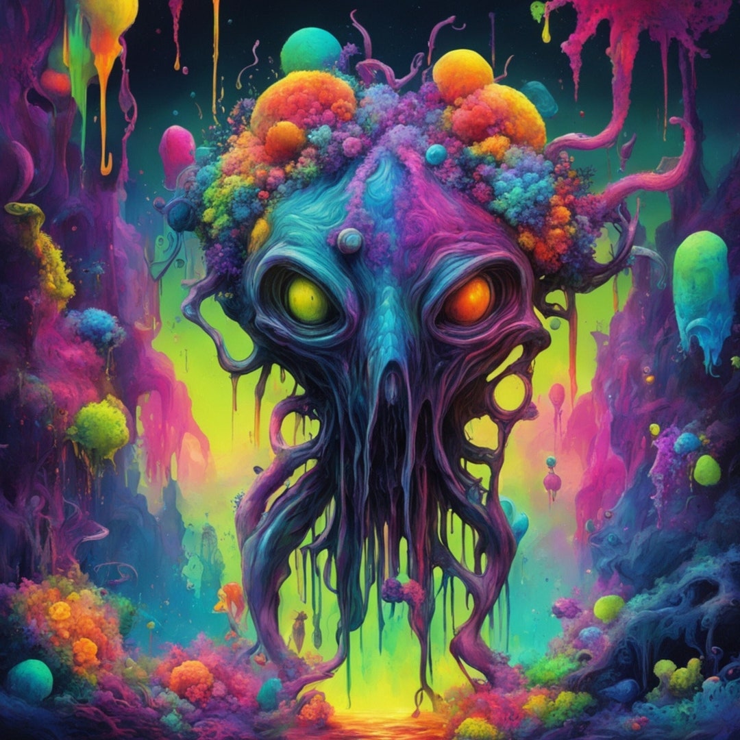 AI Neon Alien Otherworldly Colorful Background PNG Neon Alien Colorful ...