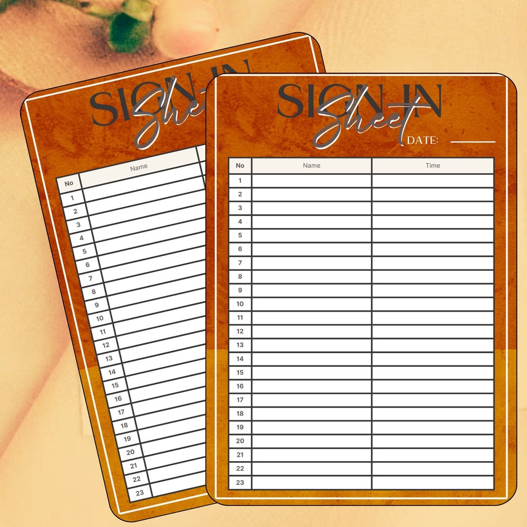 Printable Minimalist Sign in Sheet Attendance Sheet | Minimalist Sign ...