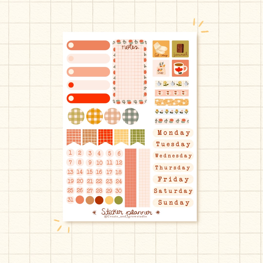 Monthly Planner Sticker Planner Sticker Stickers 2023 Cozy Stickers - Etsy