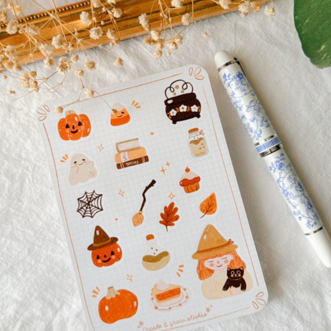 Halloween Sticker Sheet Spooky Stickers, Witchy, Halloween, Scrapbook ...
