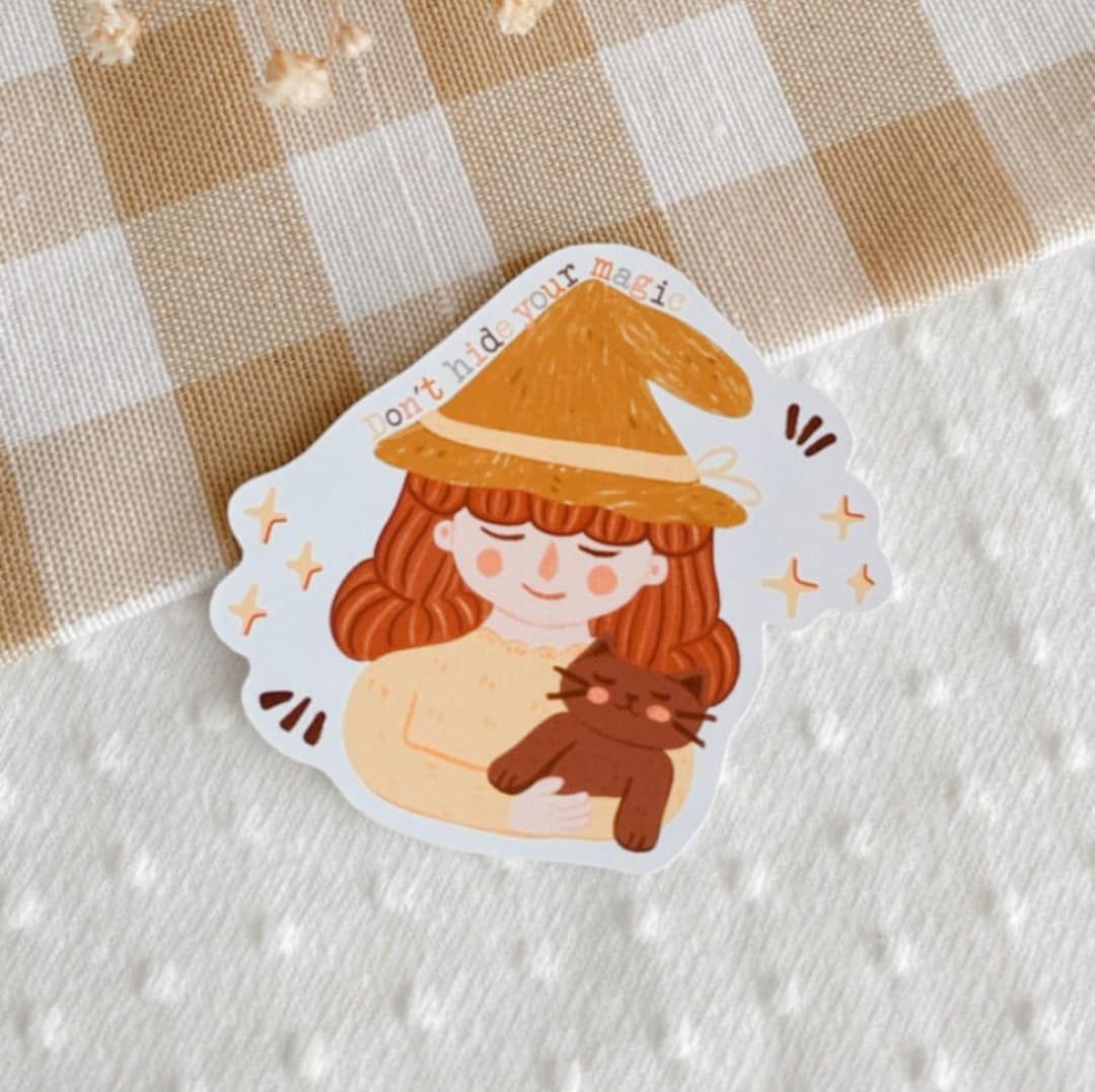 Halloween Cute Witch Sticker Vinyl Sticker Cozy Aesthetic - Etsy