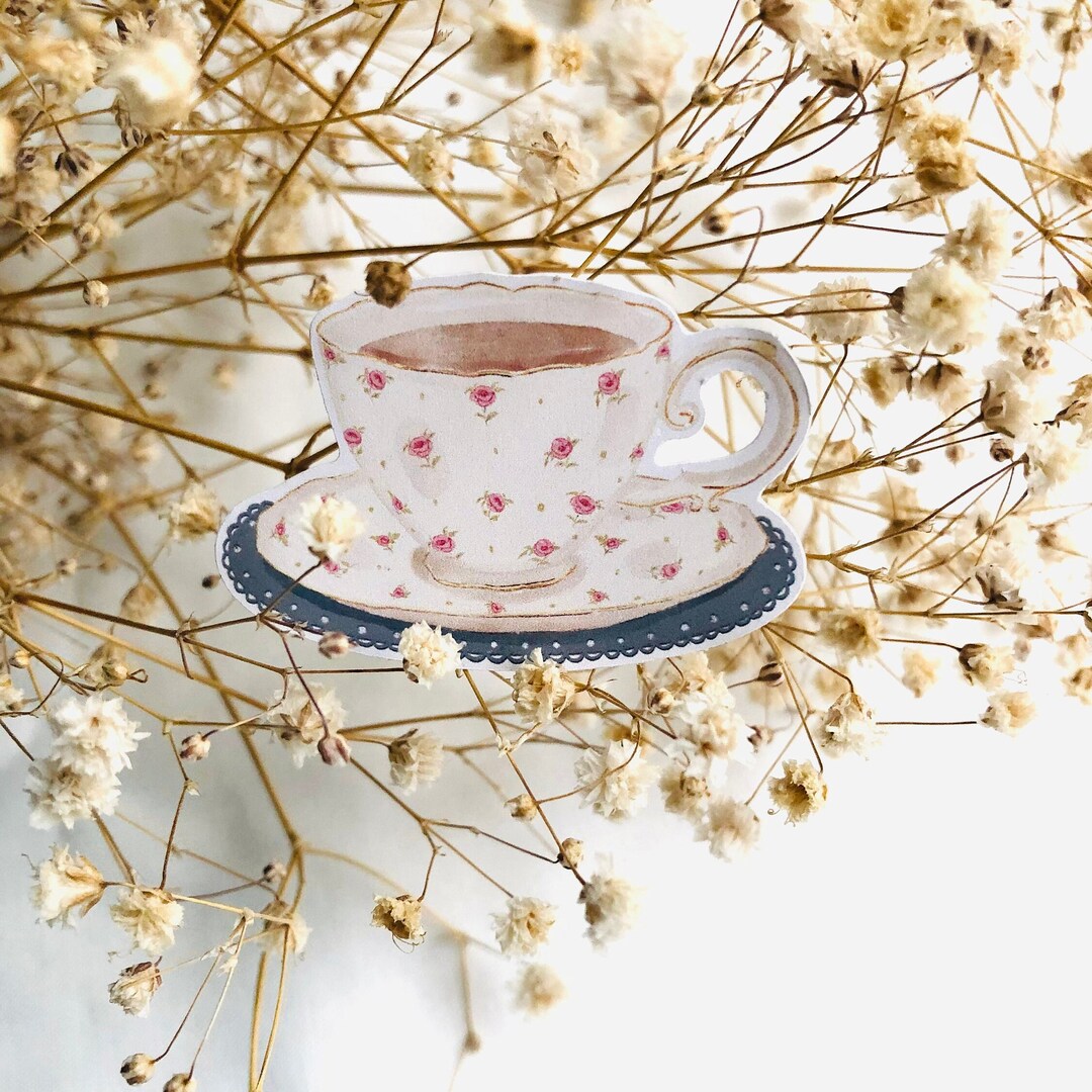 Tea Cup Sticker Vinyl Matte Sticker Tea Lover Sticker Coffe Cup Sticker ...