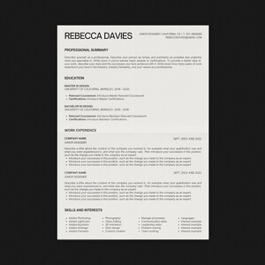 Minimal Resume Template Bundle, Clean Modern Resume Template, Resume ...