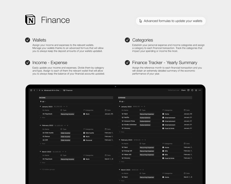 Notion All-in-one Template, Notion Template Ultimate Life Planner ...