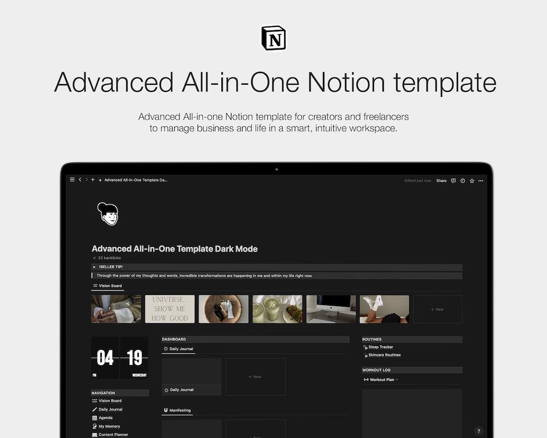 Notion All-in-one Template, Notion Template Ultimate Life Planner, Notion Template ADHD, Notion ...