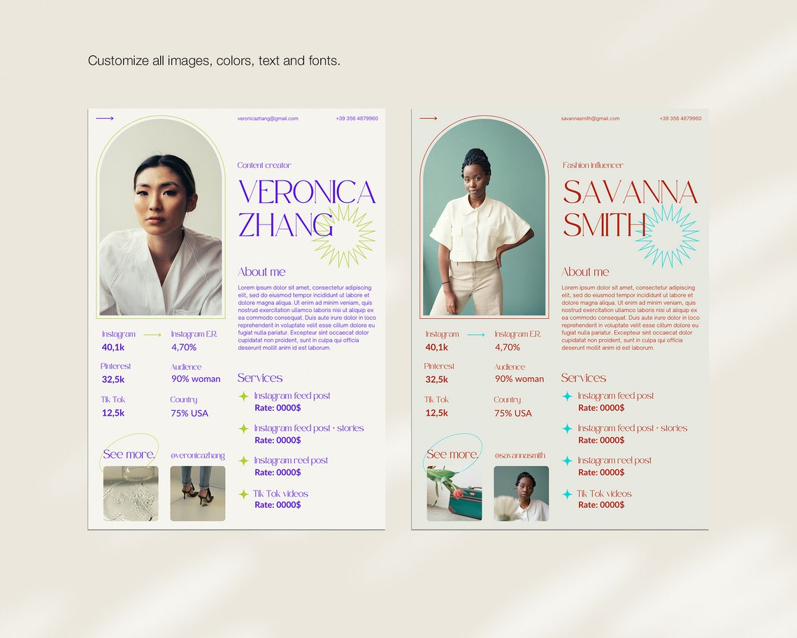 1 Page Media Kit, Influencer Media Kit, Media Kit Canva, Instagram ...