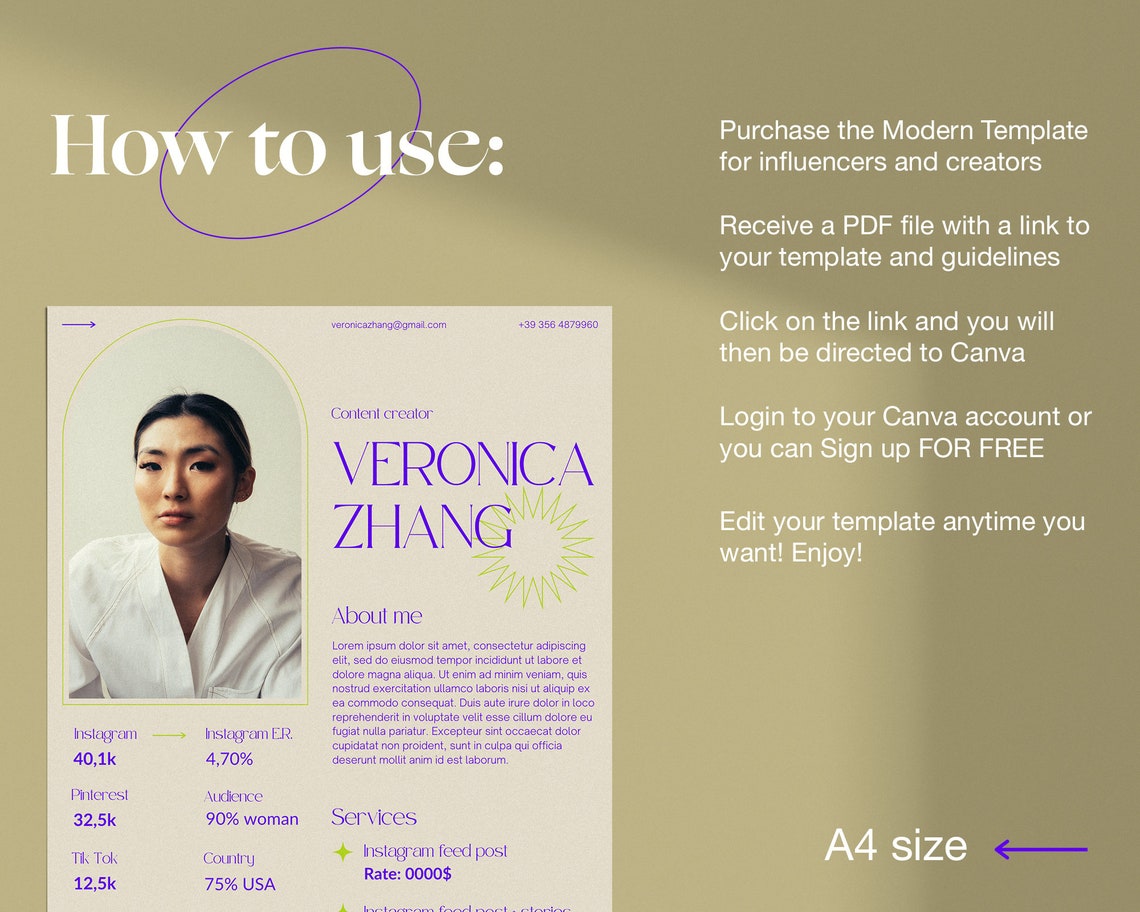 1 Page Media Kit Influencer Media Kit Media Kit Canva | Etsy