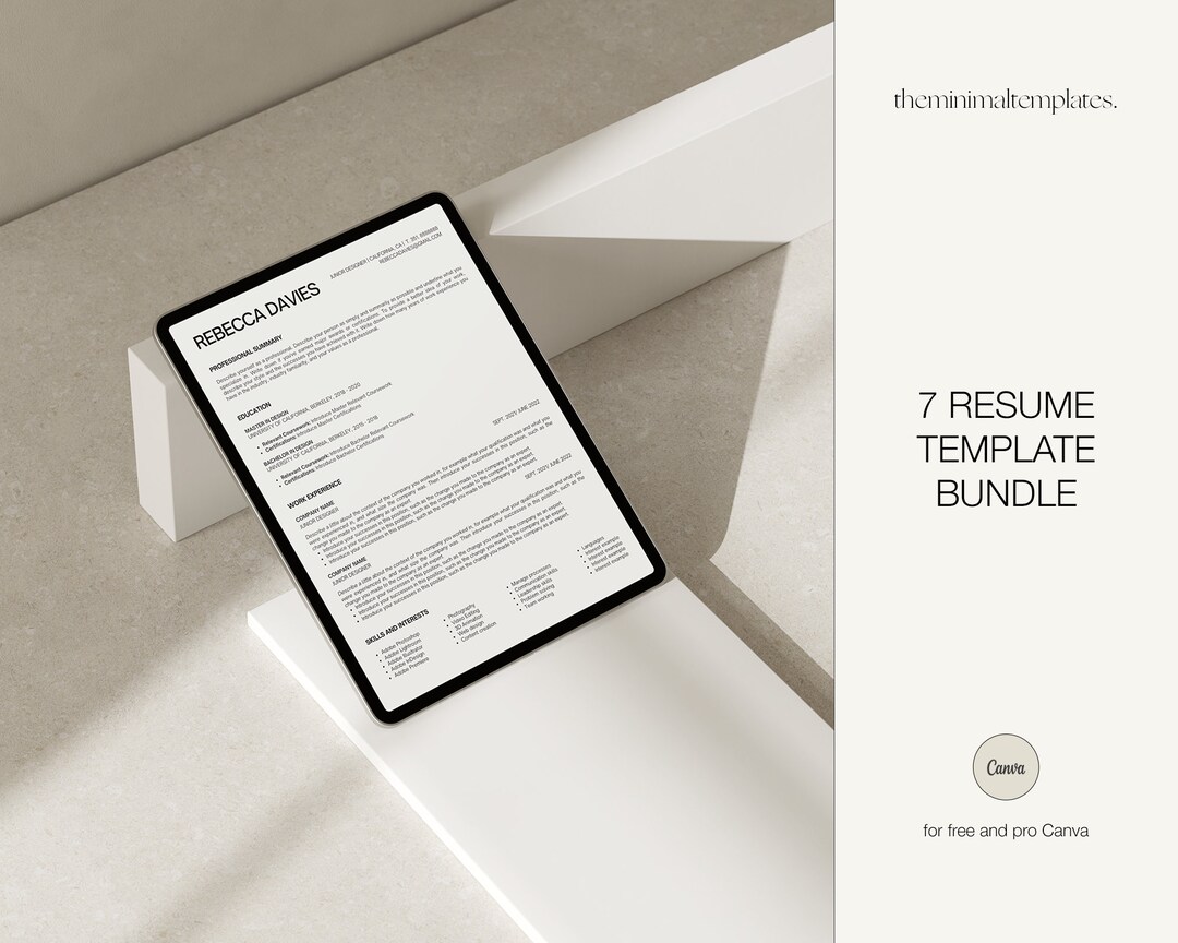 Minimal Resume Template Bundle, Clean Modern Resume Template, Resume ...