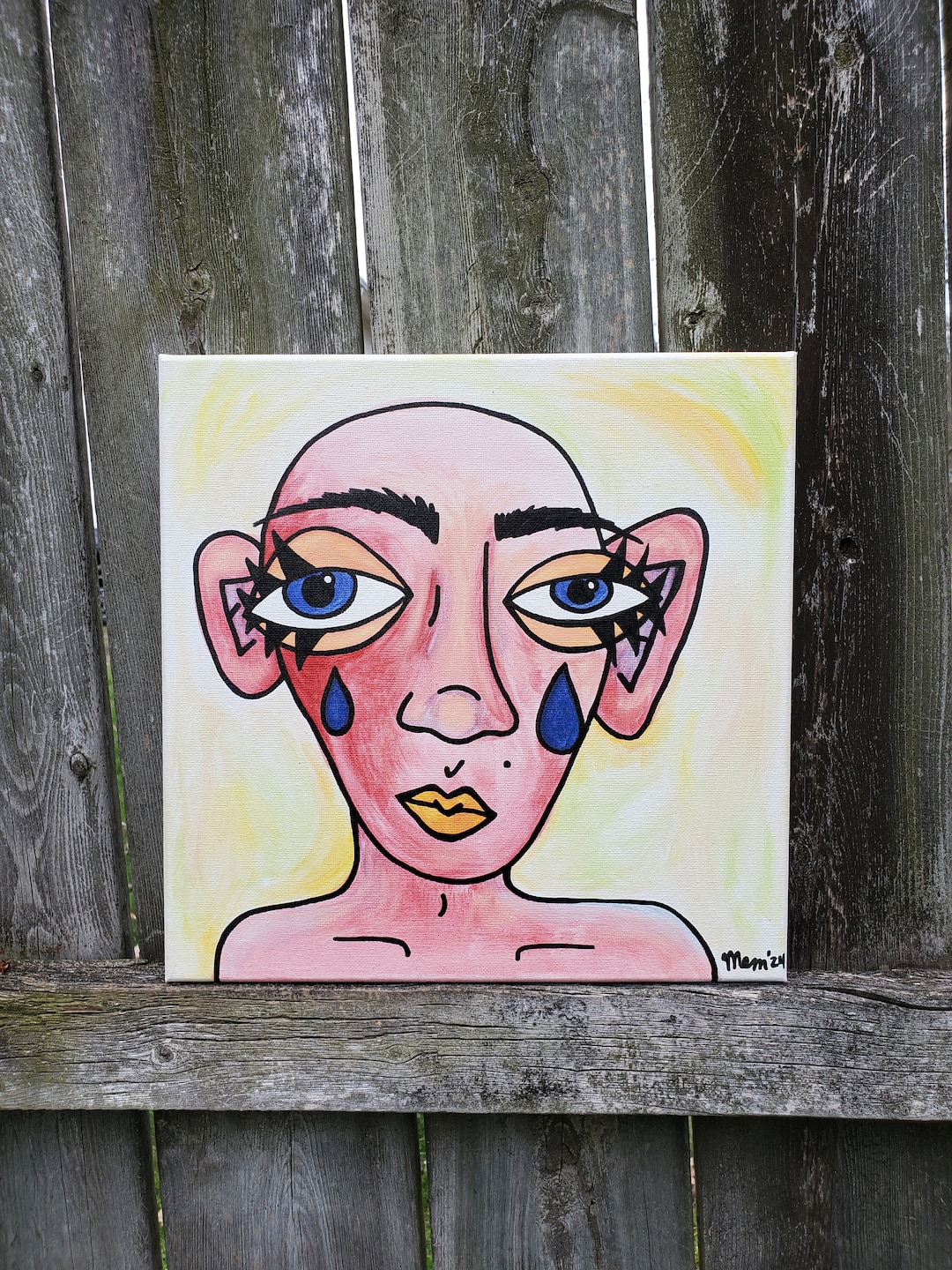 CRYING RED Original Portrait Painting - Etsy