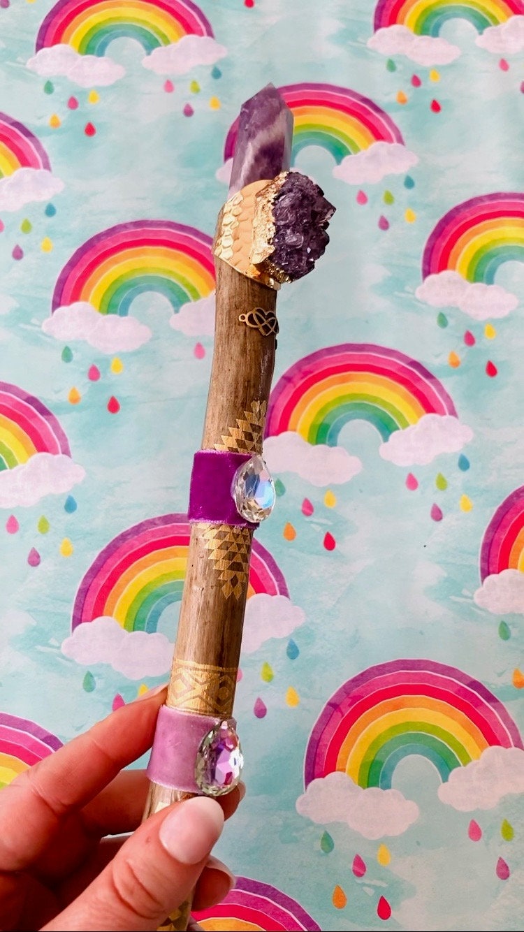 Violet Flame Amethyst Crystal Magic Wand, Crystal Point Magic Wand ...